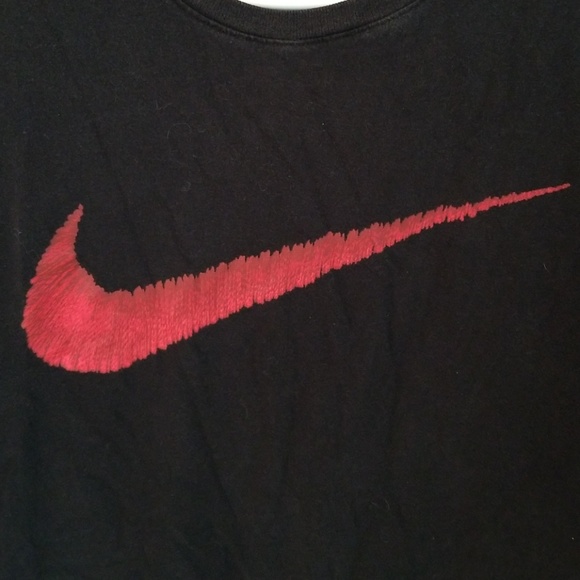 Nike | Shirts | Nike Black Tee With Red Swoosh | Poshmark